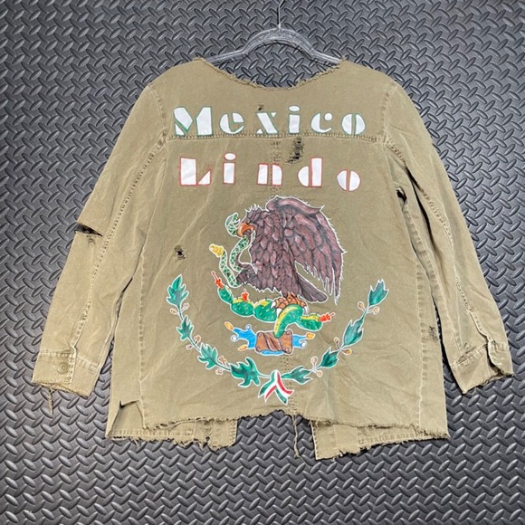 Jackets & Coats | Vintage Distressed Lindo Mexico Olive Green Jacket ...